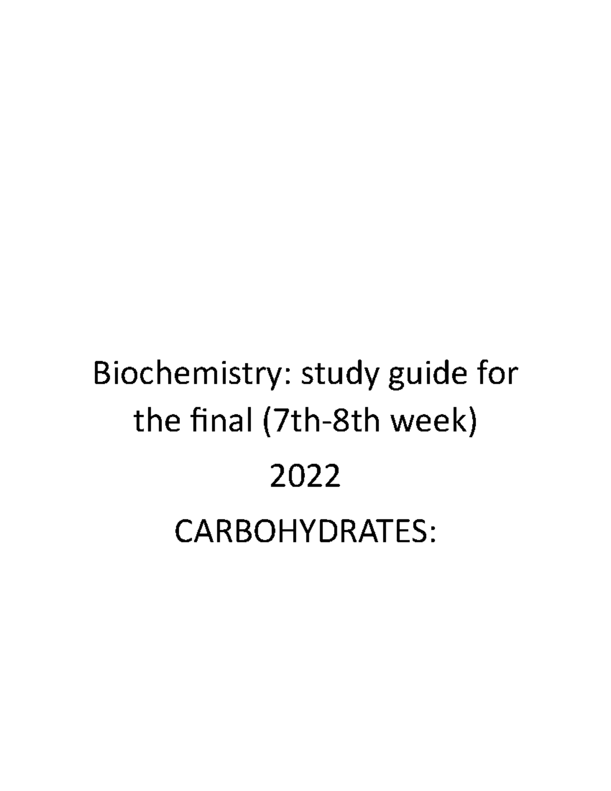 Biochemistry study guide for final - Formula: CxH2yOy. PROPERTIES OF ...
