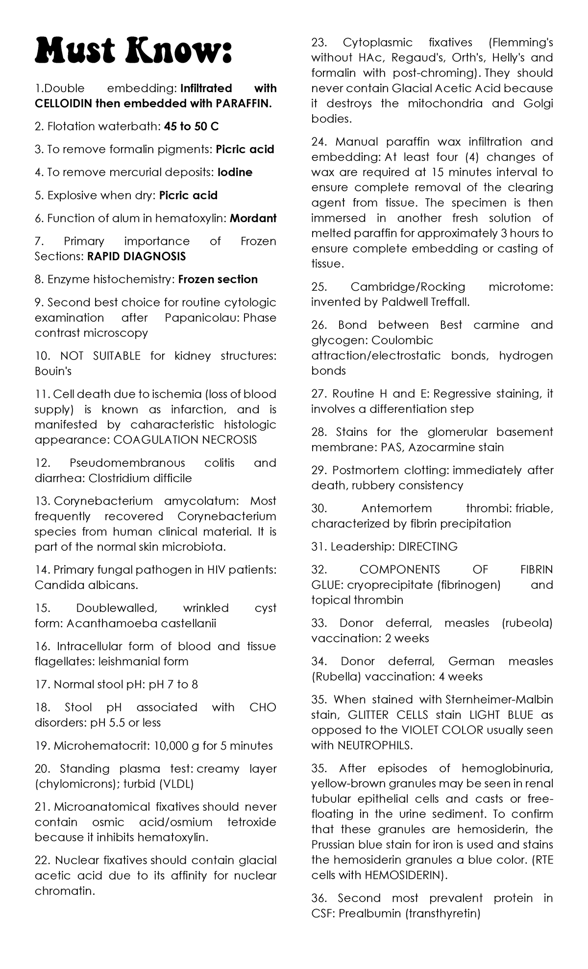 Must-Know - Must Know: 1 embedding: Infiltrated with CELLOIDIN then ...