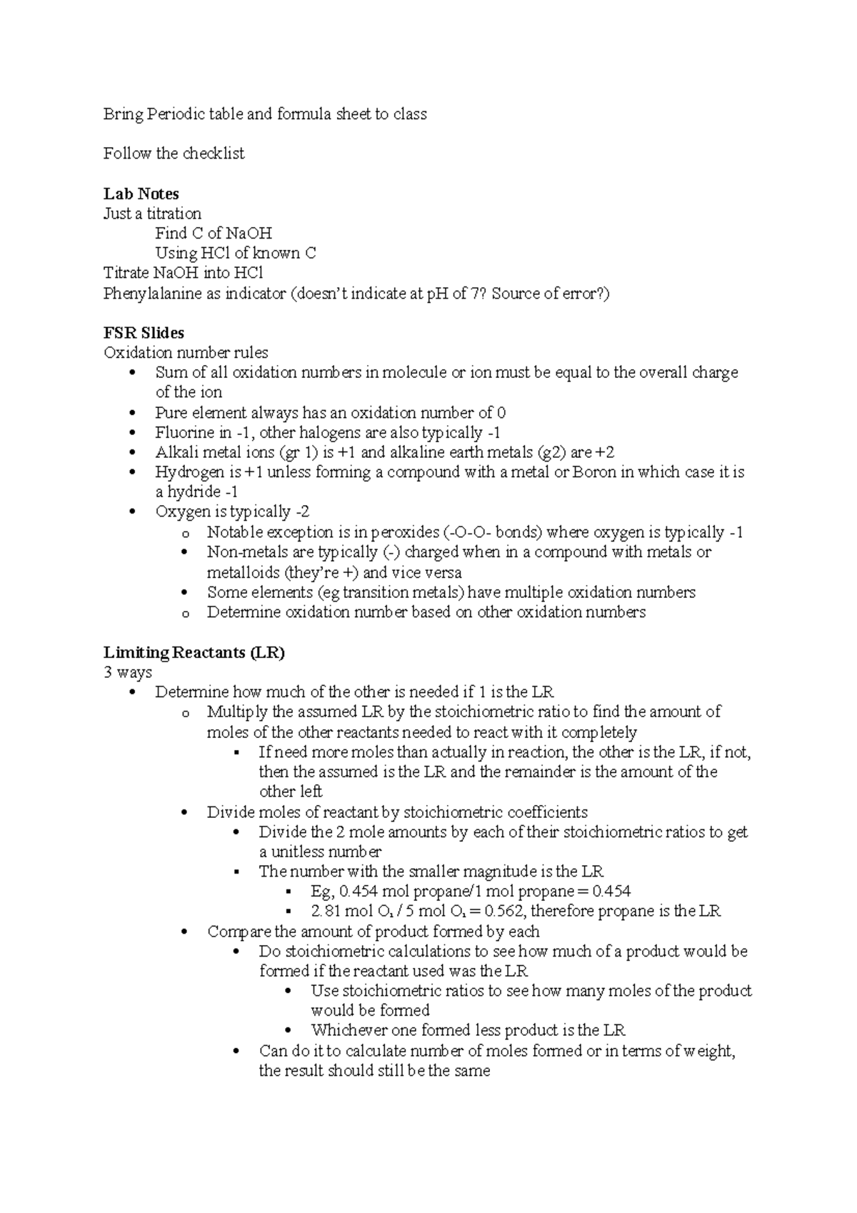 Chem 1 A03 Periodic Table Notes - Bring Periodic table and formula ...