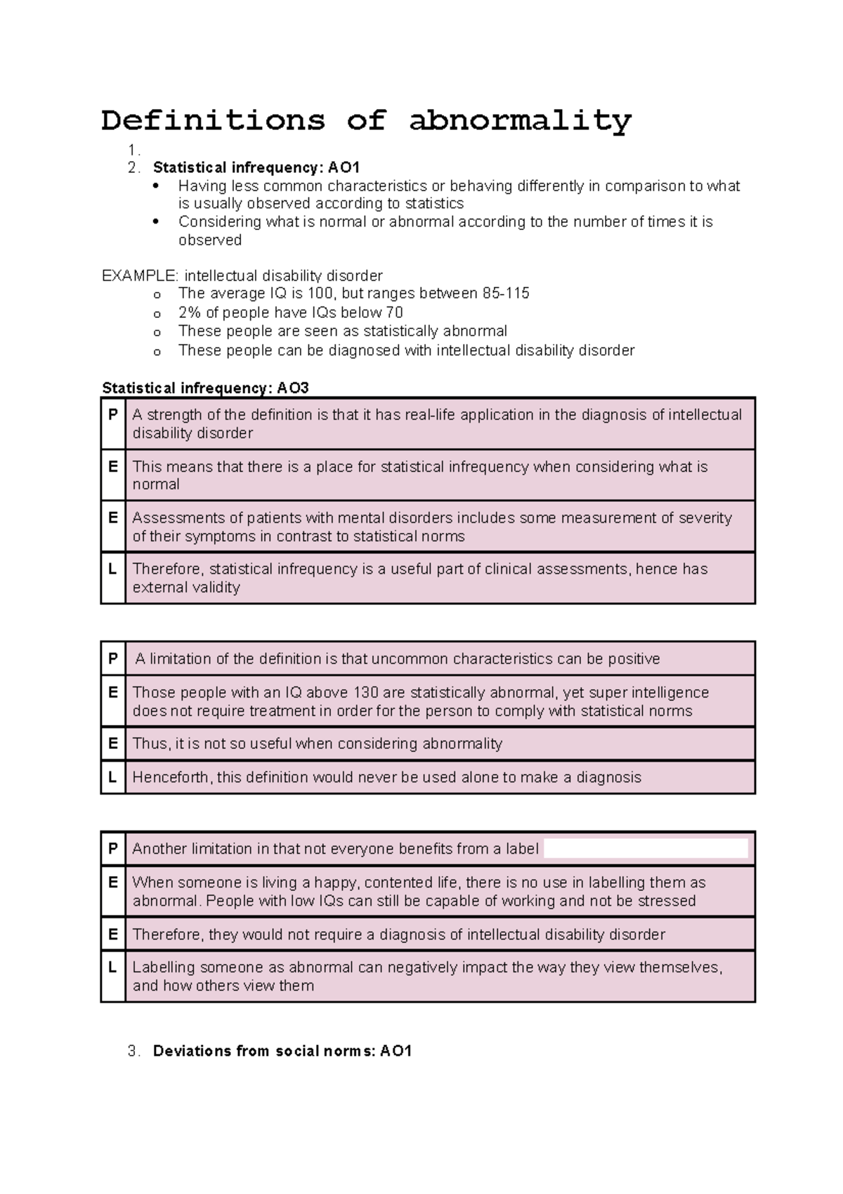 Definitions of abnormality notes - Definitions of abnormality 1. 2 ...