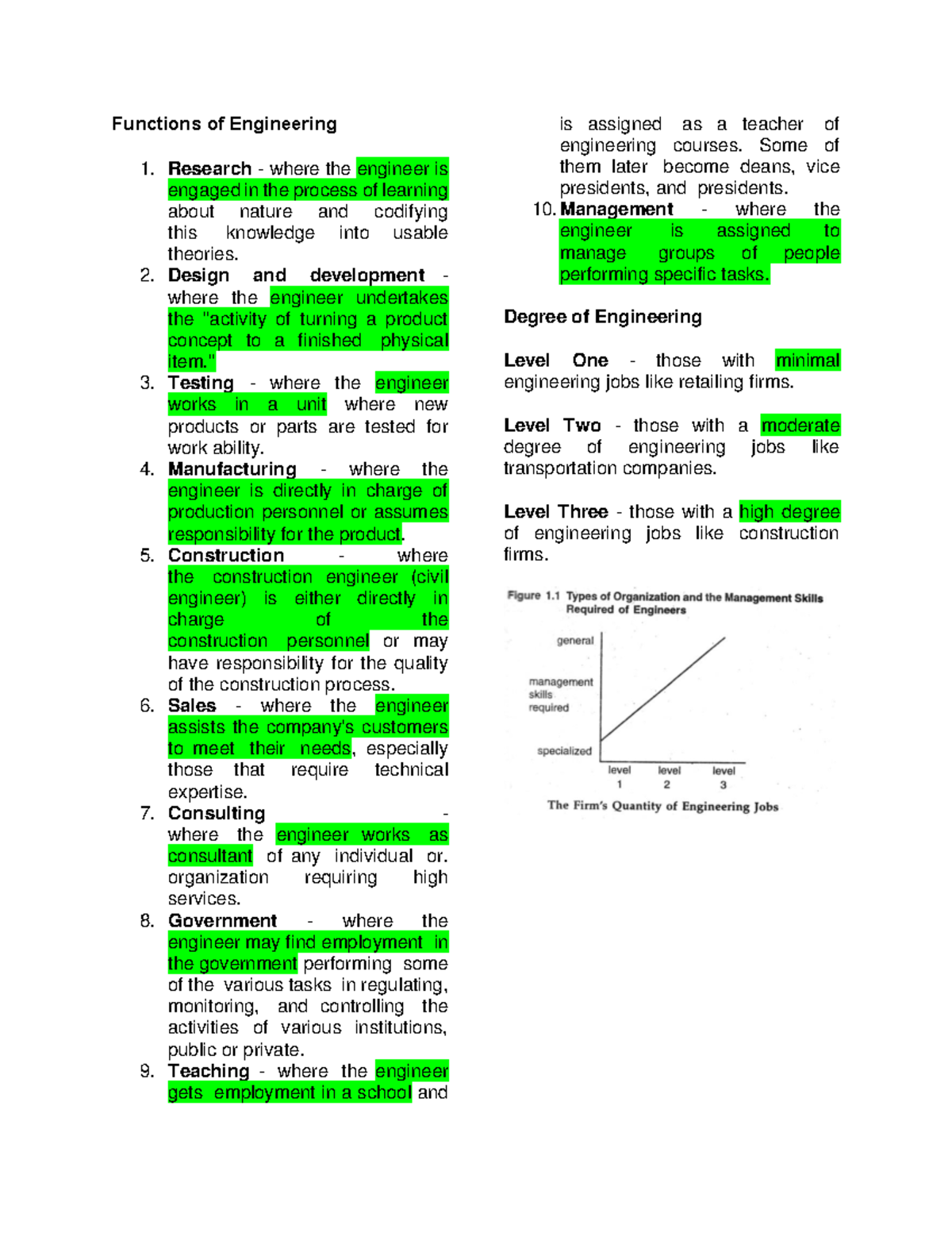 Engmngt Module 1 and 2 - Functions of Engineering 1. Research - where ...