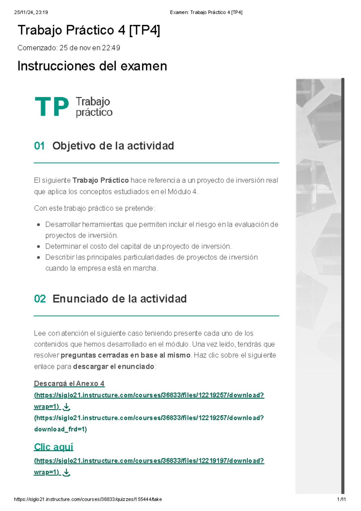 Examen Trabajo Práctico 4 Tp4 Trabajo Práctico 4 Tp4 Comenzado