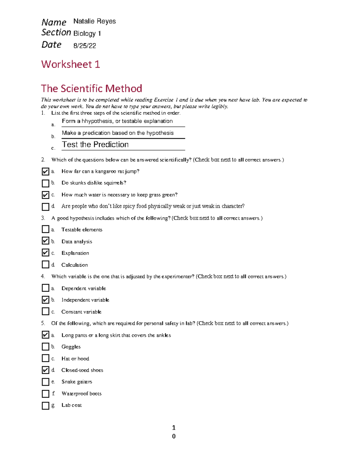 Lab 1 Worksheet Accessible - 1 0 List the first three steps of the ...