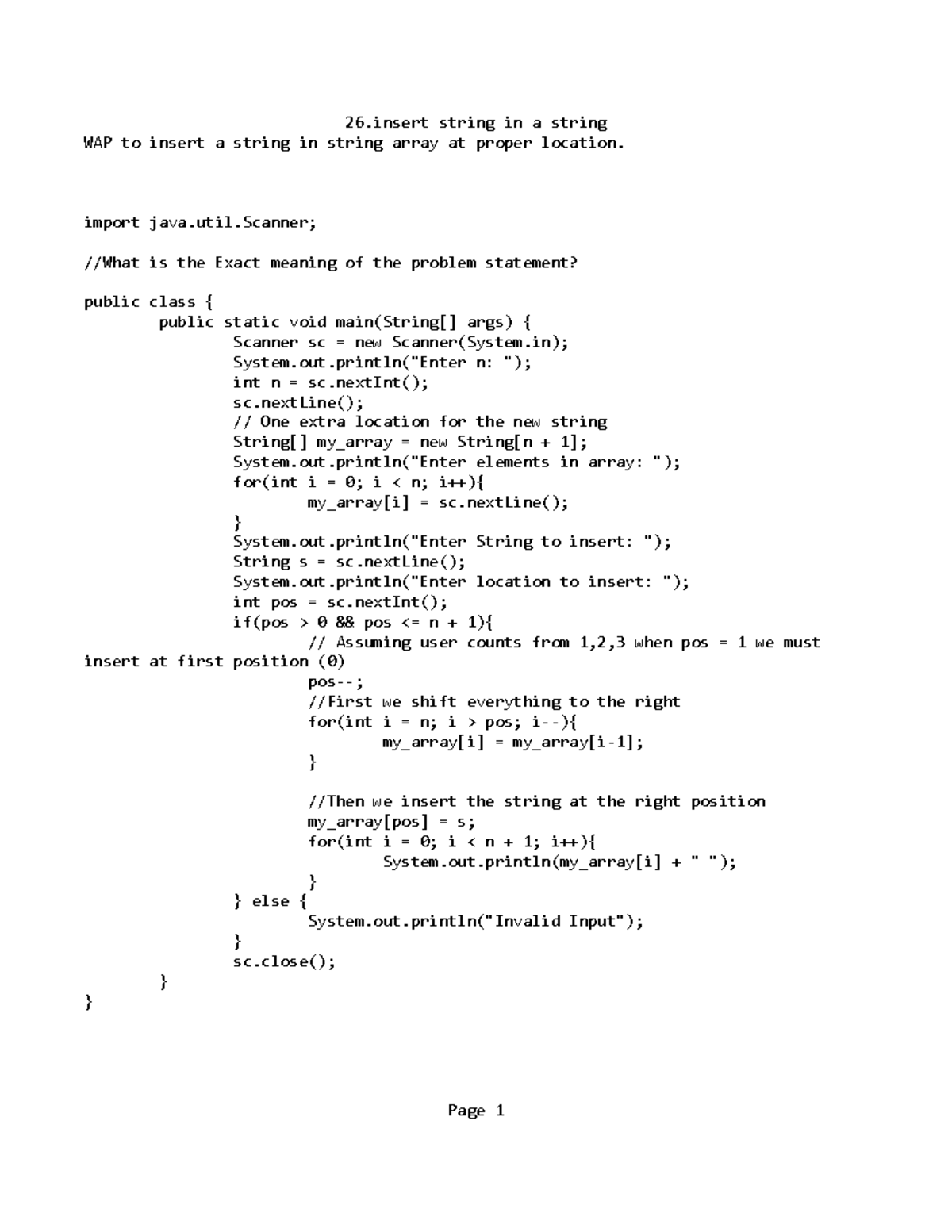 Insert string in a string - 26 string in a string WAP to insert a ...