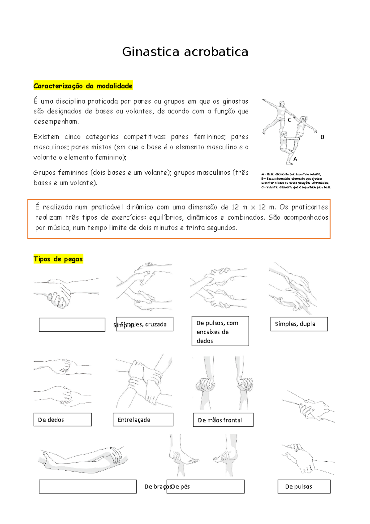 Ginastica acrobatica - Ginastica acrobatica Caracterização da ...