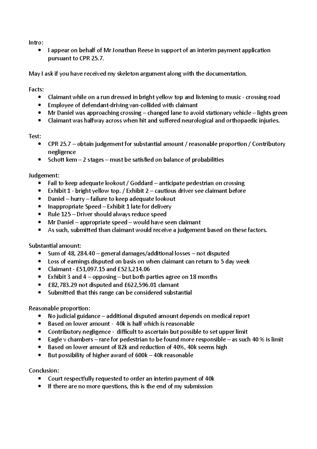 Reese - Talksheet - concise - Intro: I appear on behalf of Mr Jonathan ...