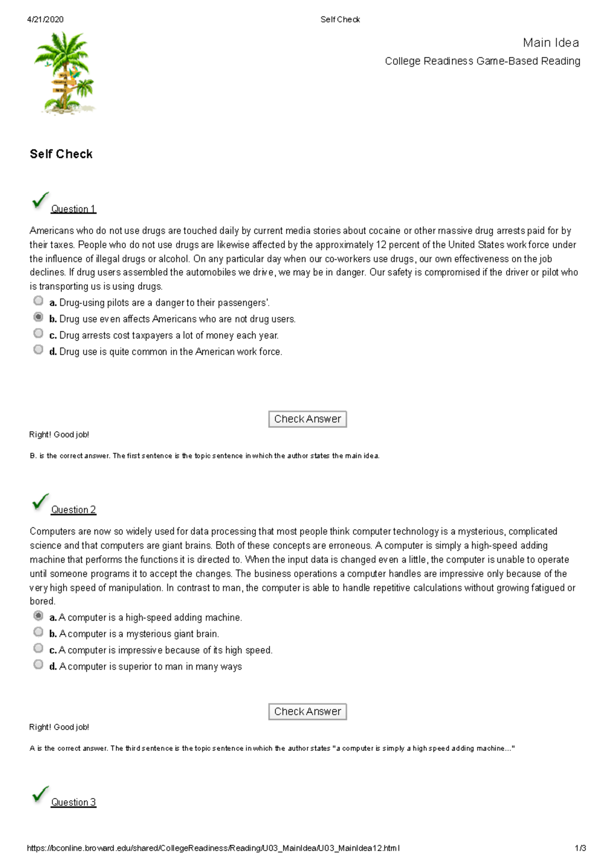 Self Check Tutorial - 4/21/2020 Self Check - Studocu