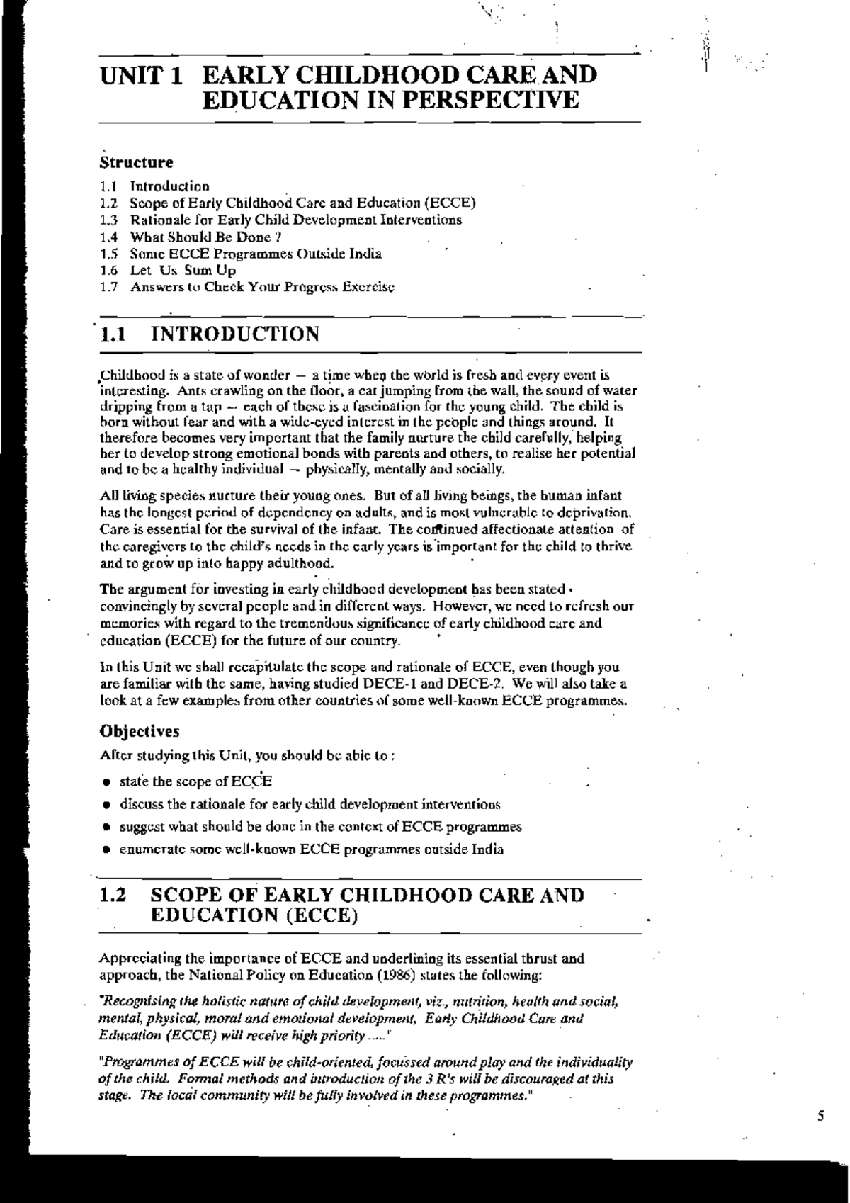 Unit-1 - bc ucch yfycy gitcc - UNIT 1 EARLY CHILDHOOD CARE AND ...