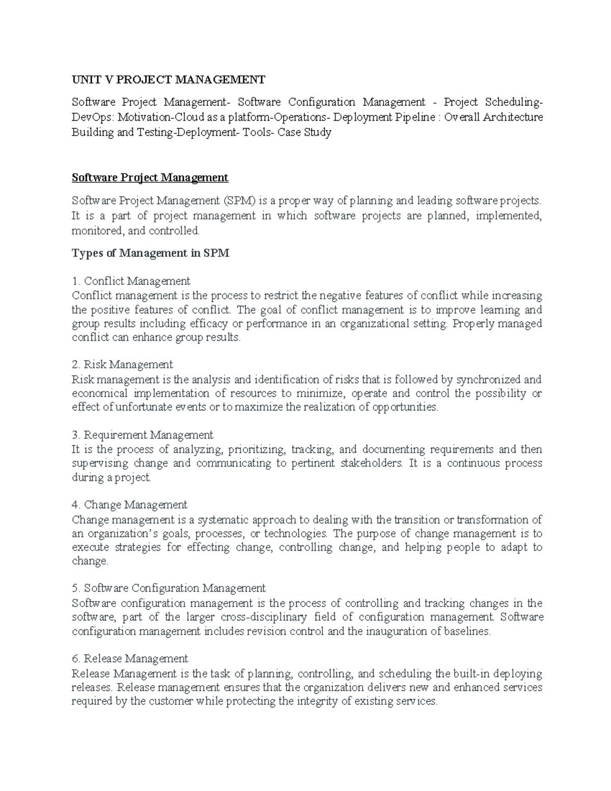 Unit 5 OOSE - Unit 5 notes - UNIT V PROJECT MANAGEMENT Software Project ...