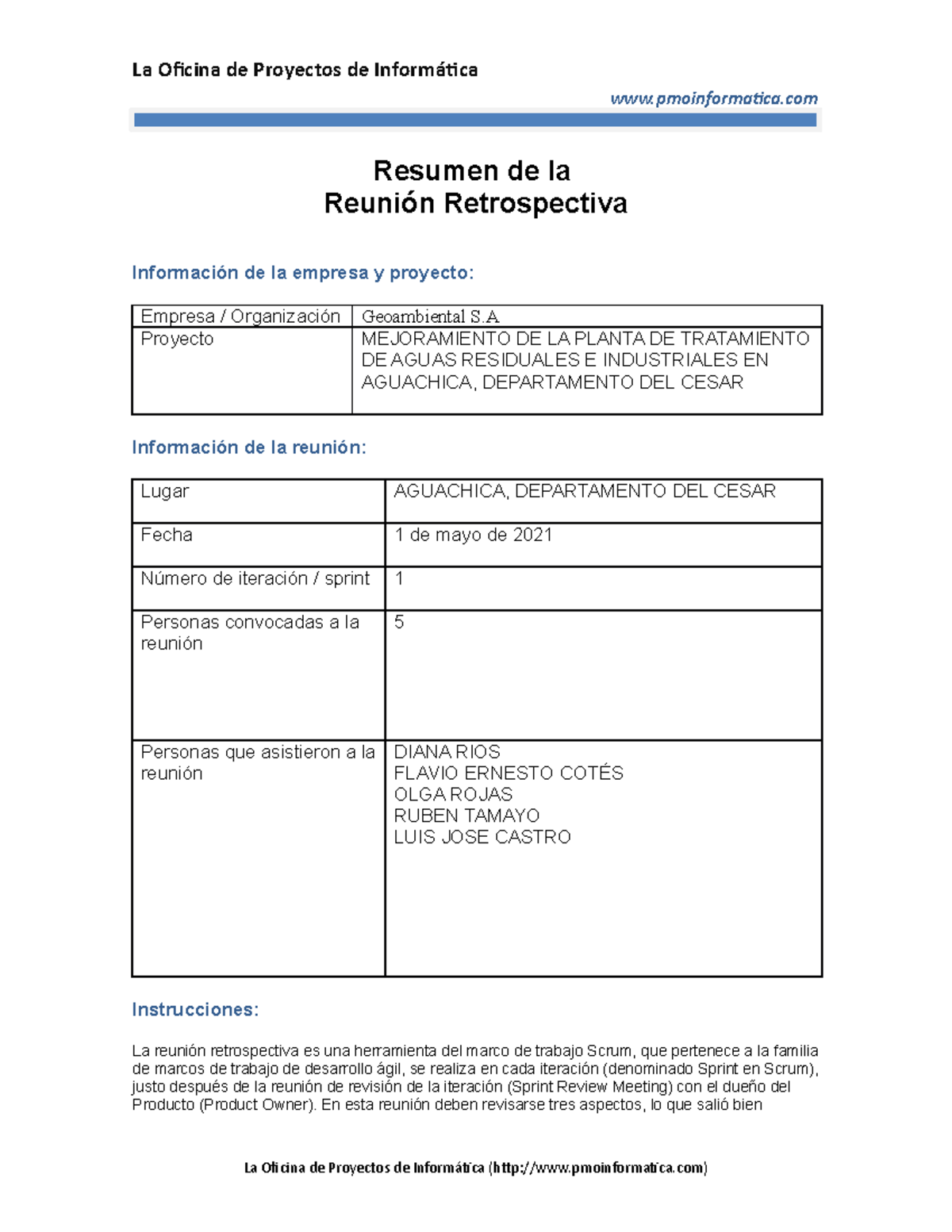 4. PMOInformatica Plantilla Resumen Reunion Retrospectiva ( Lecciones ...
