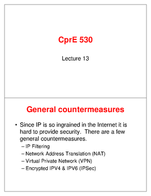 Lec16 - lecture 16 notes - CprE 530 Lecture 16 Application Layer ...