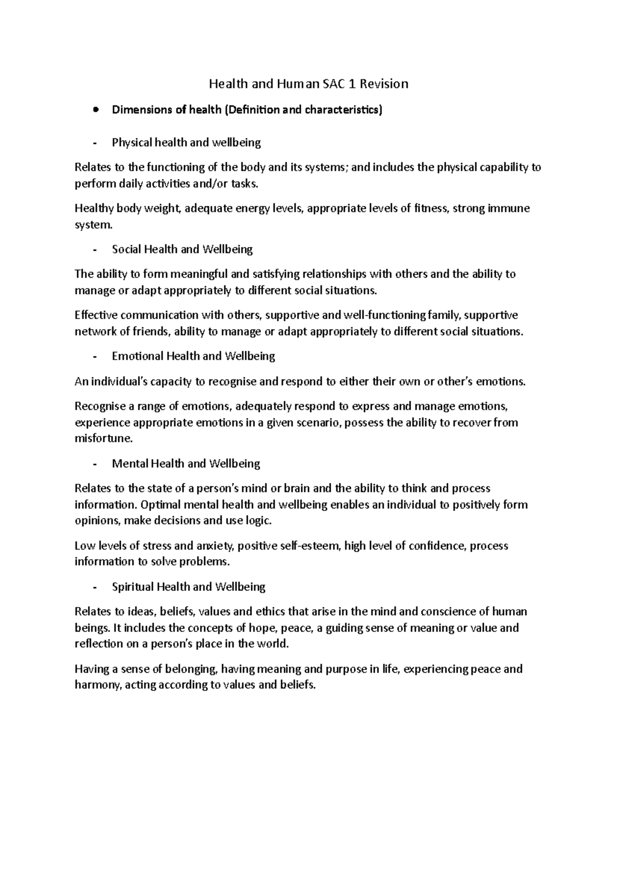 Health and Human SAC 1 Revision - Health and Human SAC 1 Revision ...