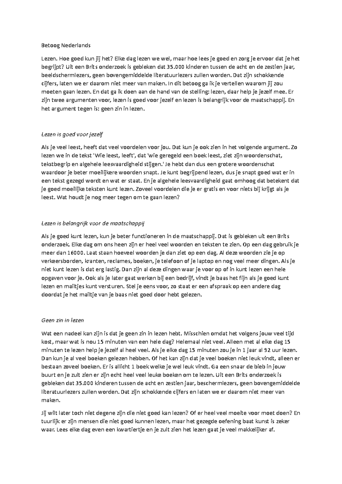 Betoog Nederlands - Betoog Nederlands Lezen. Hoe goed kun jij het? Elke ...