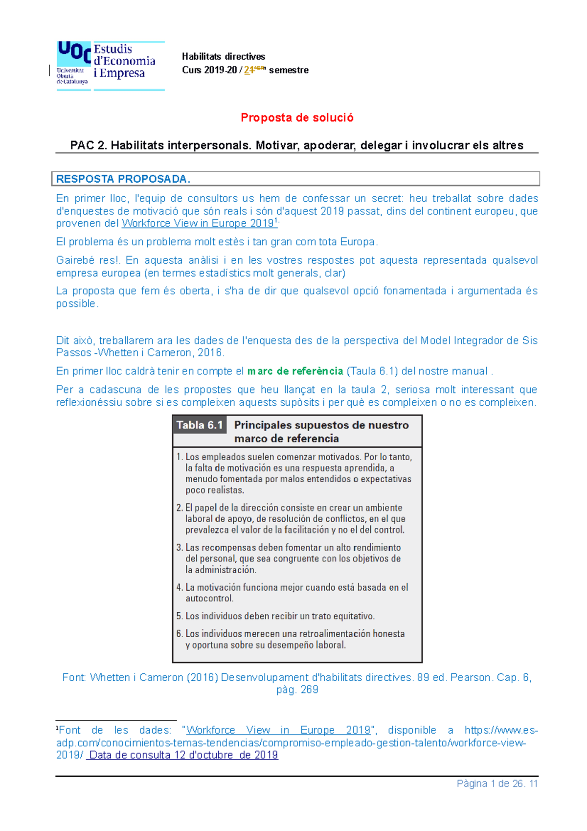 HD PAC2 2019 2 Solució - pac 1 - Habilitats directives Curs 2019-20 / 21 *ERn semestre Proposta ...