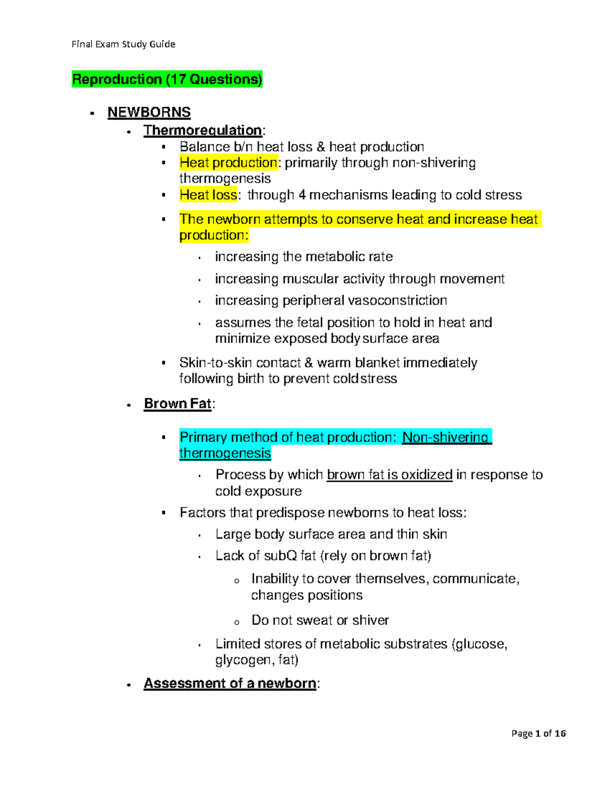 Reproduction study guide 2 level 2 - Reproduction (17 Questions ...