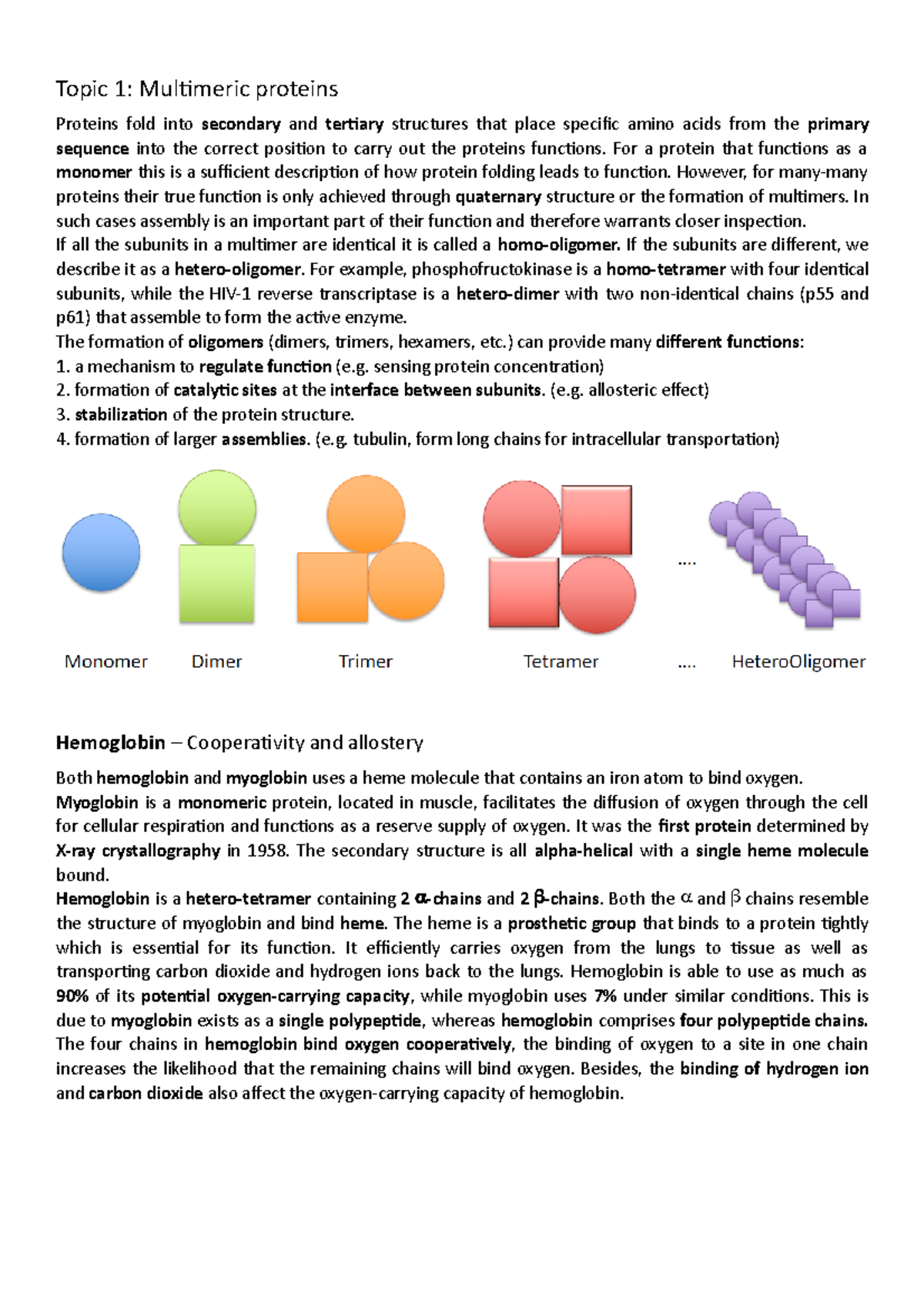 Molecular engine - Topic 1: Multimeric proteins Proteins fold into ...