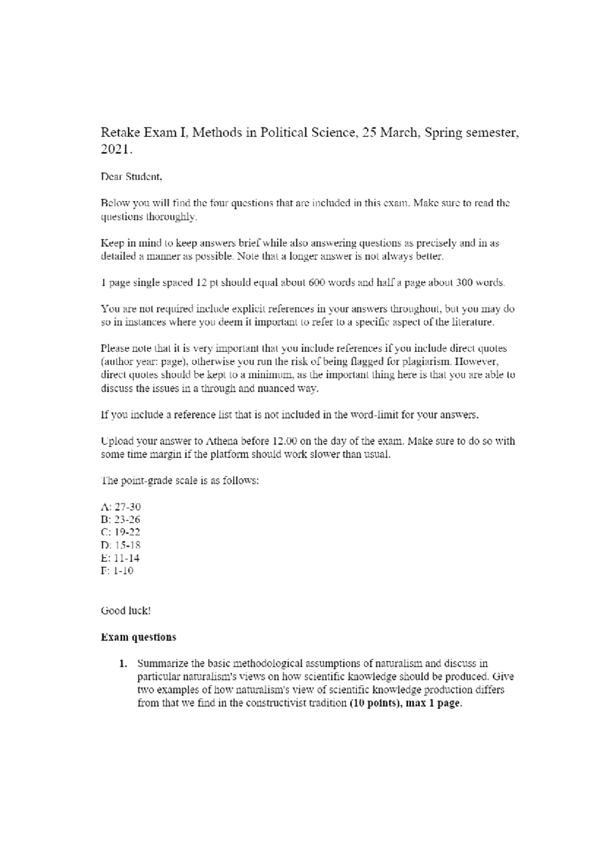 Retake Exam I Methods III Spring 2021 eng - SVE003 - Studocu