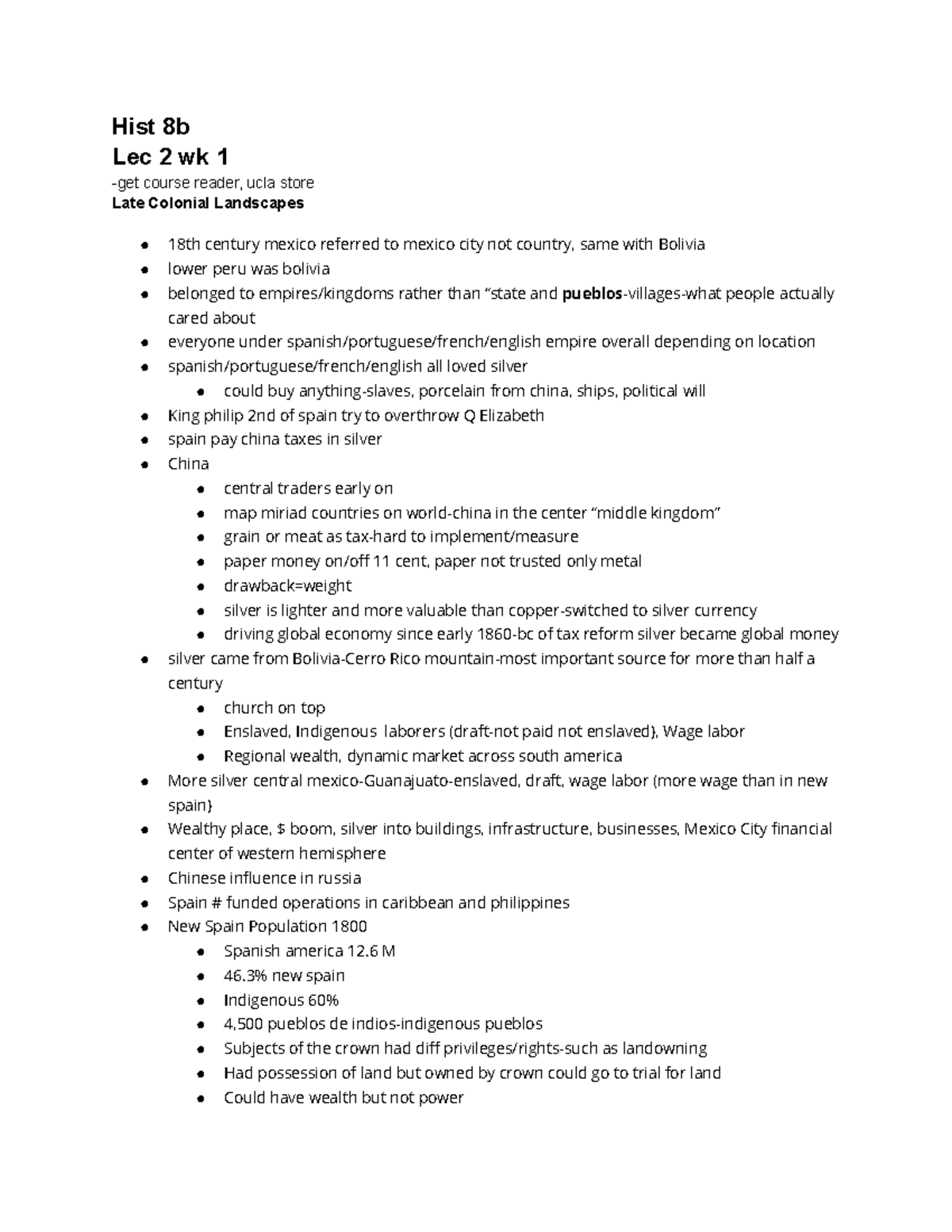 Hist 8B-Lecture Notes Week 1 and 2 - Hist 8b Lec 2 wk 1 -get course ...