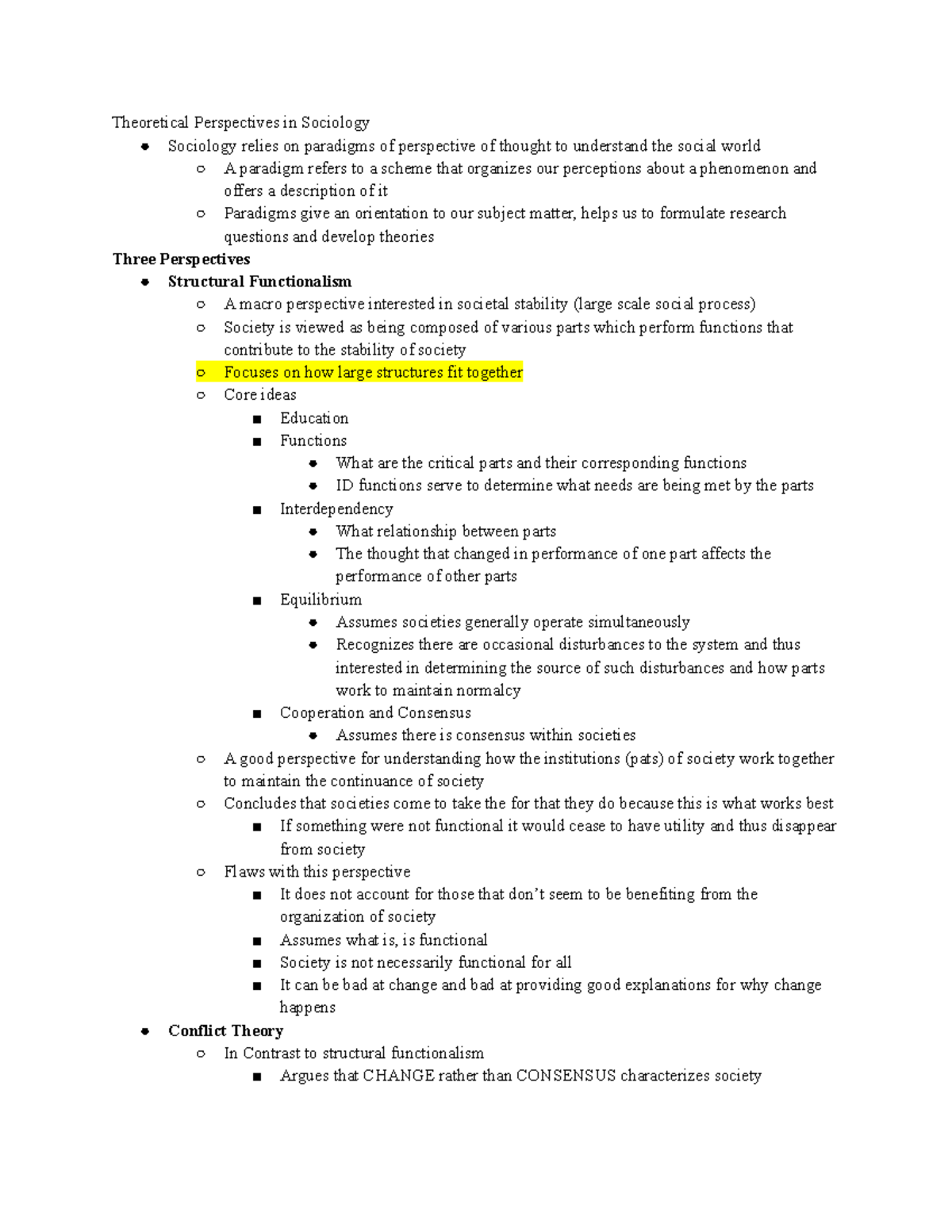 Three Sociological Paradigms Perspectives - Theoretical Perspectives in ...