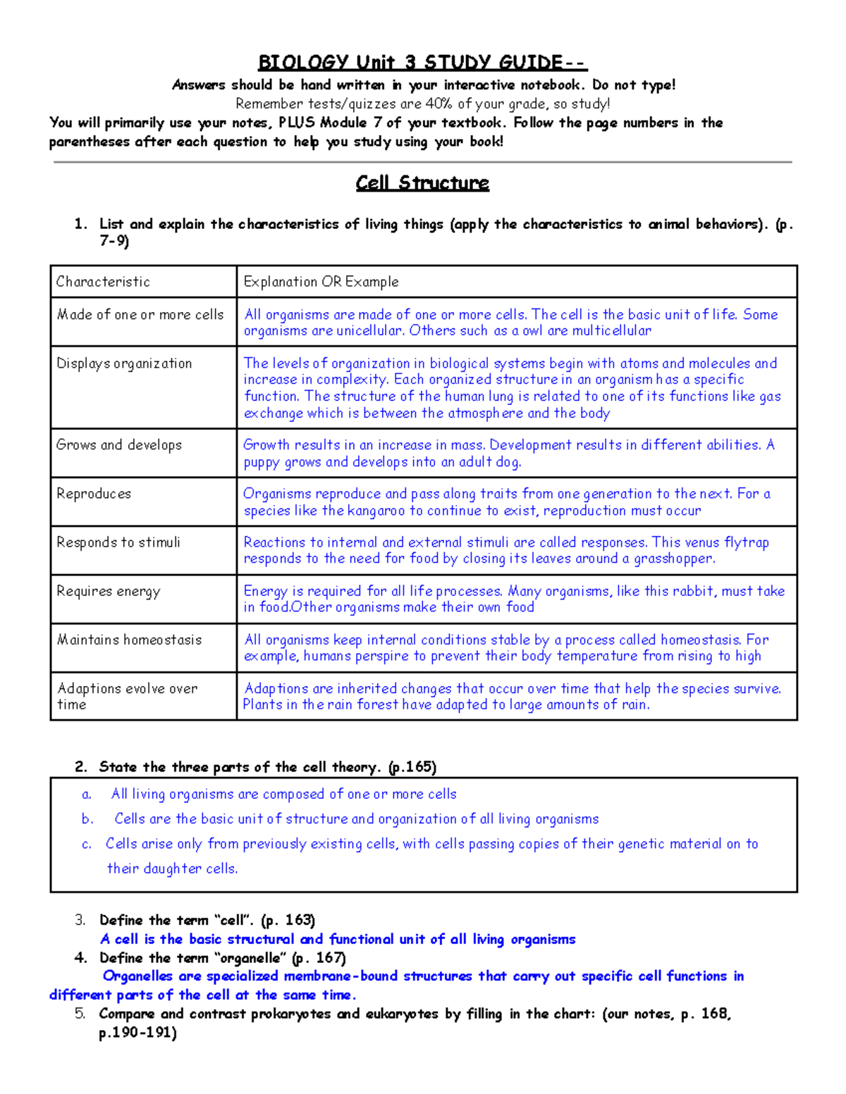Copy of Copy of Copy of Parker Cell structure and transport Study Guide ...