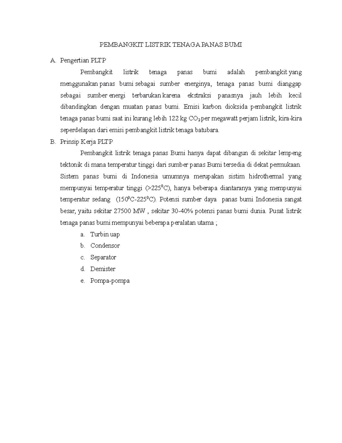 PLTP - berisi tentang ringkasan pembangkit listrik tenaga panas bumi ...
