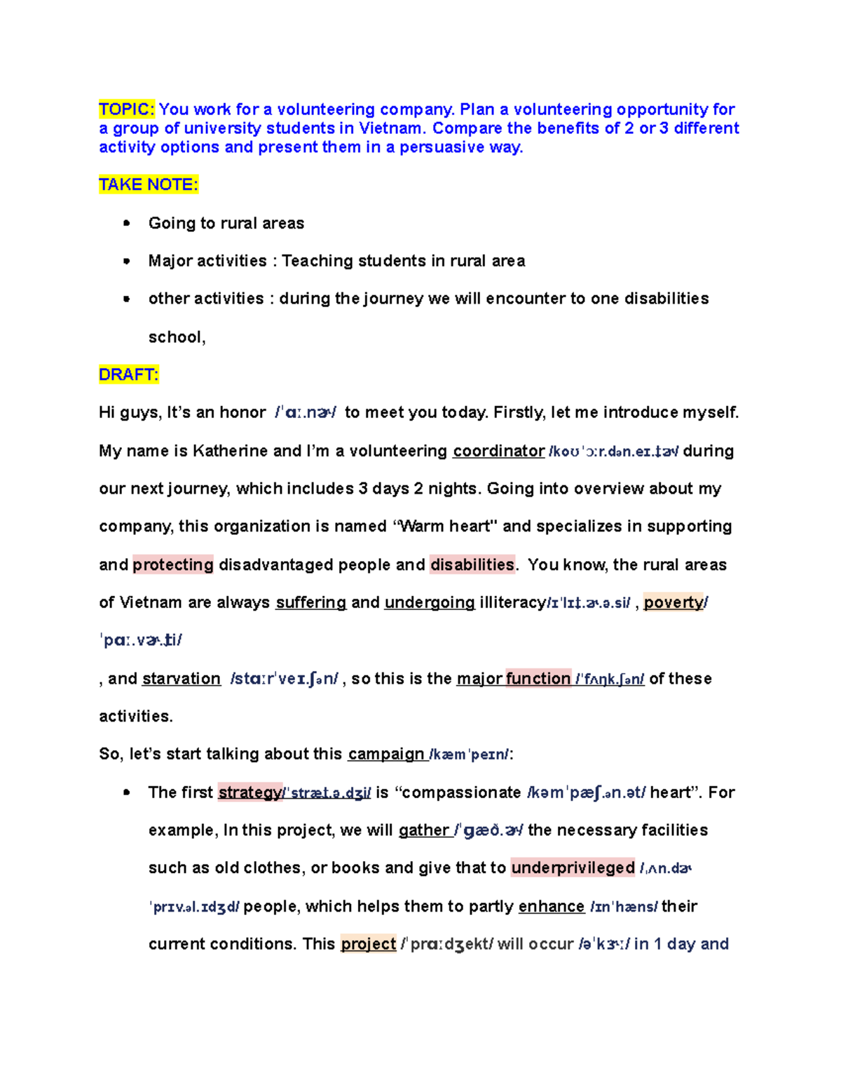 Advanced_Speaking task 1_Individual - TOPIC: You work for a ...