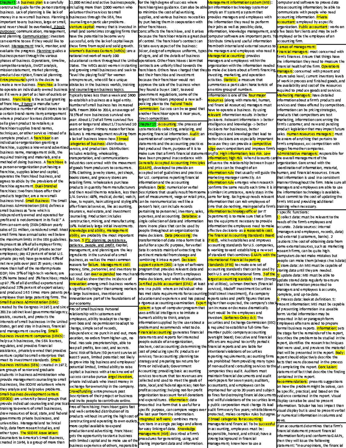 Final exam - Chapter 5: A business plan is a carefully constructed ...