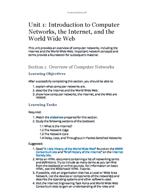 COMP 347 - Study Guide Unit 2 - Unit 2: The Application Layer and Network Applications This unit ...
