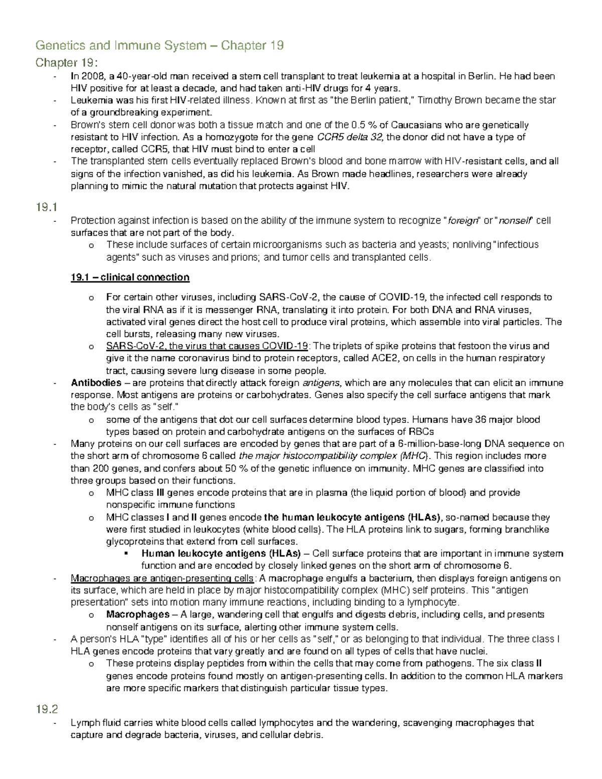 Genetics and Immune System CH19 HGS - Genetics and Immune System ...
