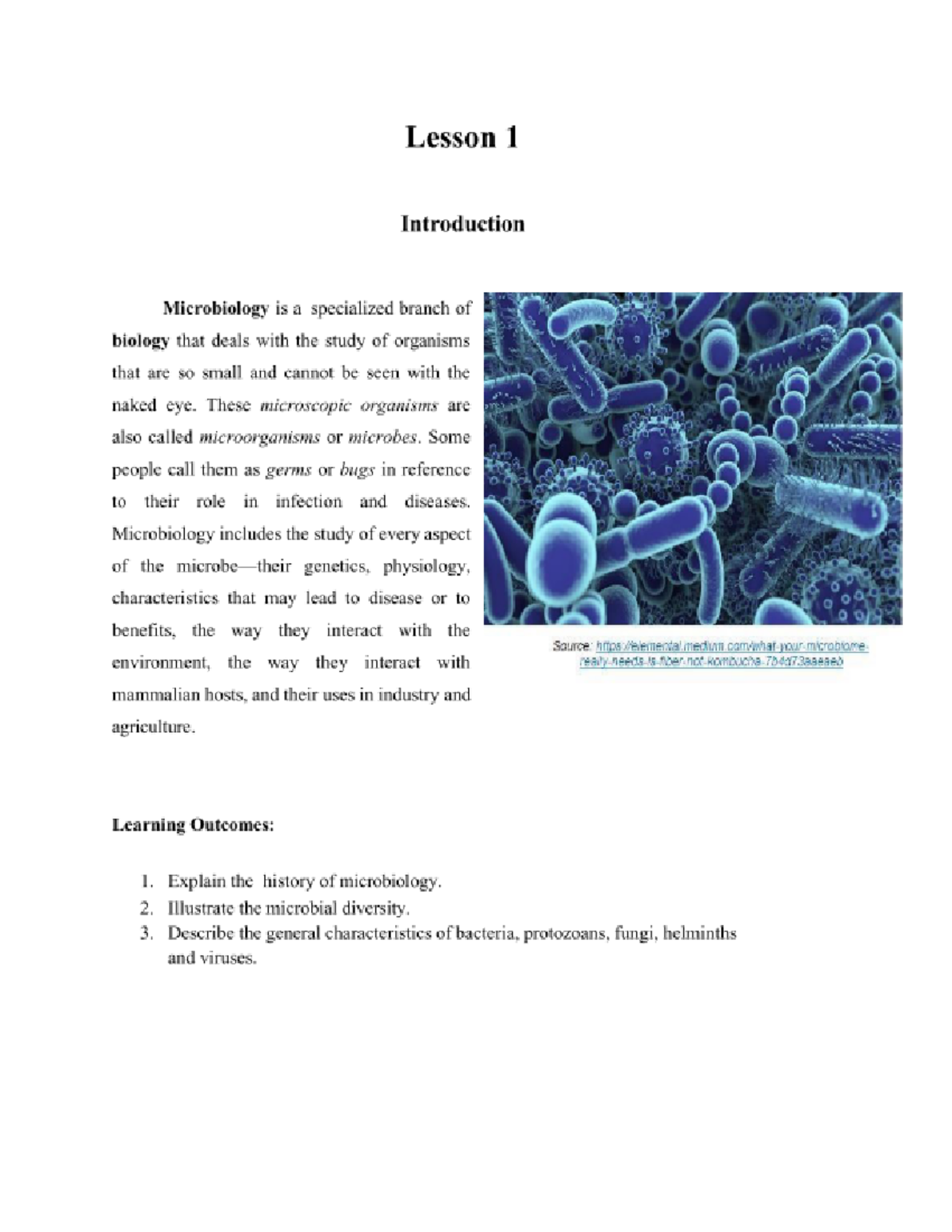 Lesson 1 microbiology - Bachelor Of Science in Biology - BSU - Studocu