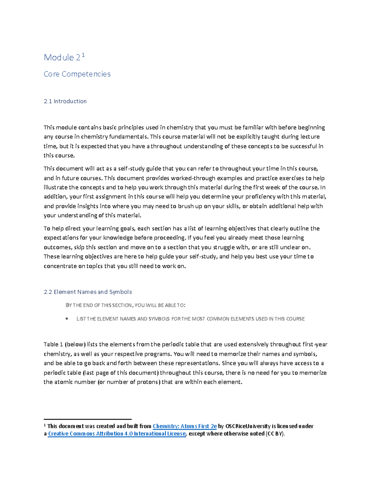 Module 2 CHM173 - note summary - Module 2 1 Core Competencies 2 ...