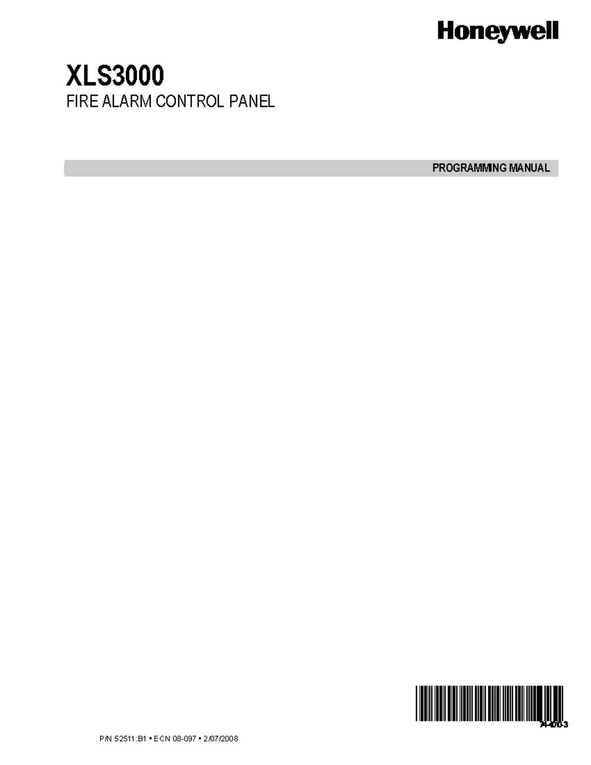XLS3000 Programming Manual - PROGRAMMING MANUAL XLS FIRE ALARM CONTROL ...