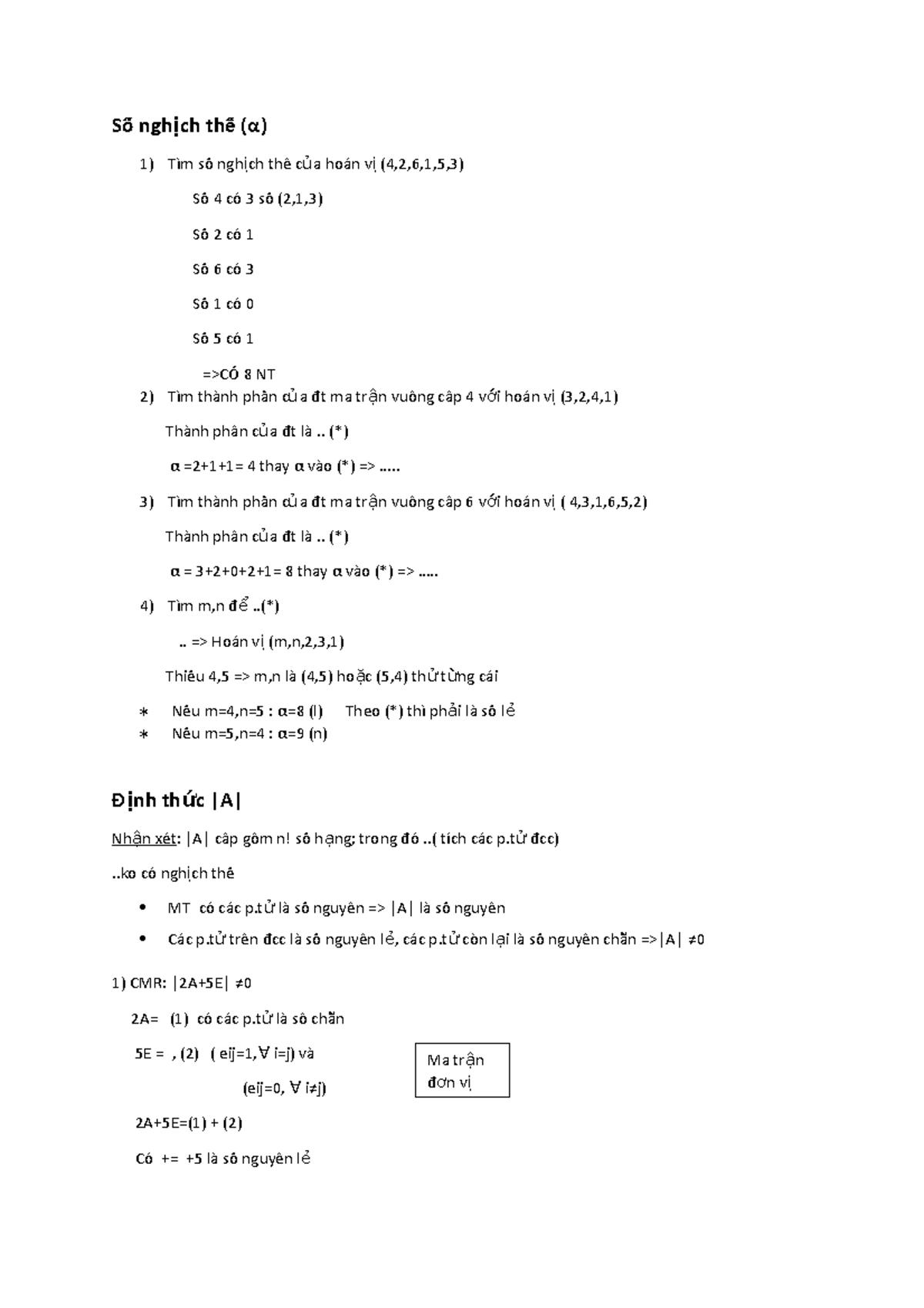 Toánn - ... - Sốố ngh ch thếố (ị α) Tìm sốố ngh ch thếố cị ủa hoán v (4,2,6,1,5,3) ị Sốố 4 có 3 ...