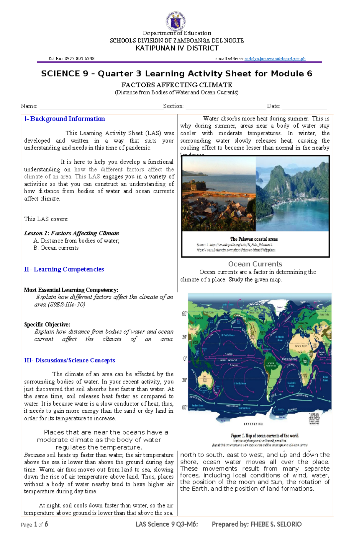 LAS Sci9Q3Module 6 - Activity Sheets - Department of Education SCHOOLS ...