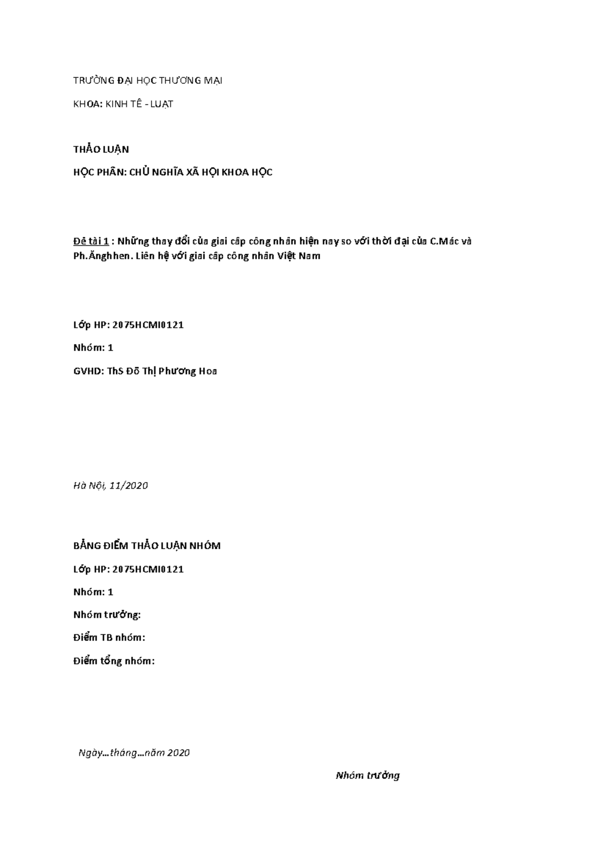 Xã hội chủ nghĩa khoa học - TR NG Đ I H C TH NG M IƯỜ Ạ Ọ ƯƠ Ạ KHOA: KINH TẾẾ - LU TẬ TH O LU NẢ ...