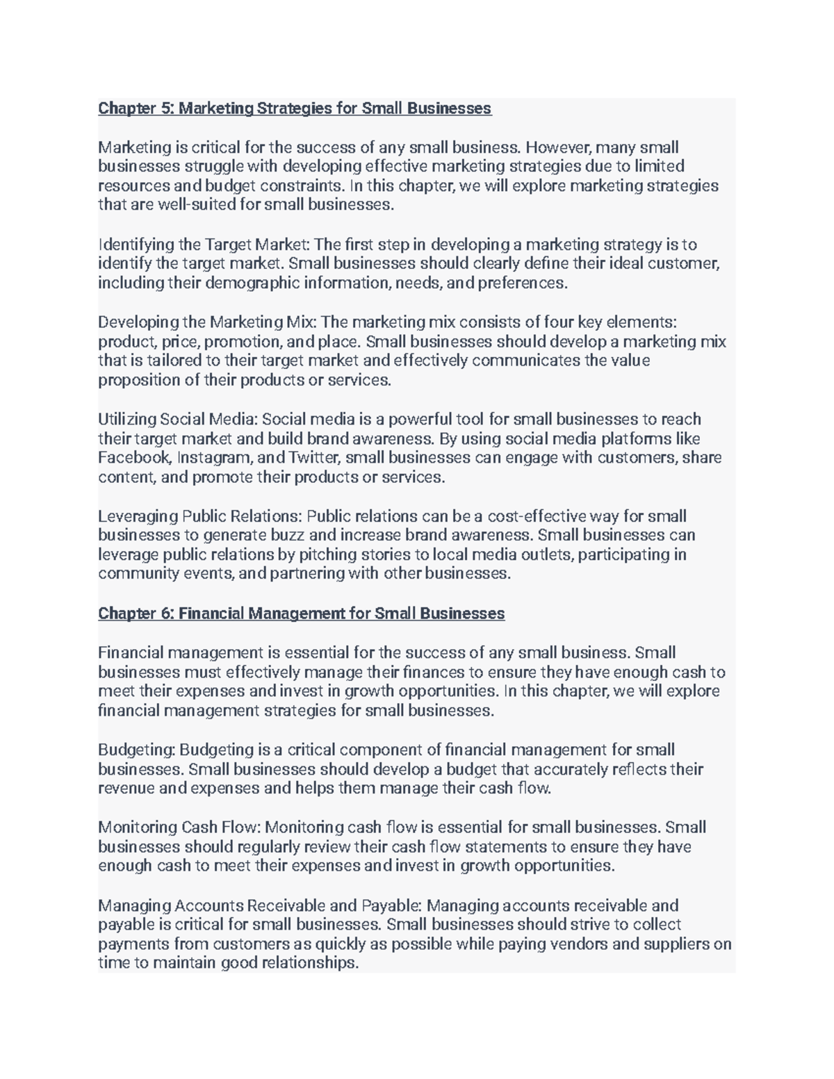 Entrepreneurship - Chapter 5: Marketing Strategies for Small Businesses ...