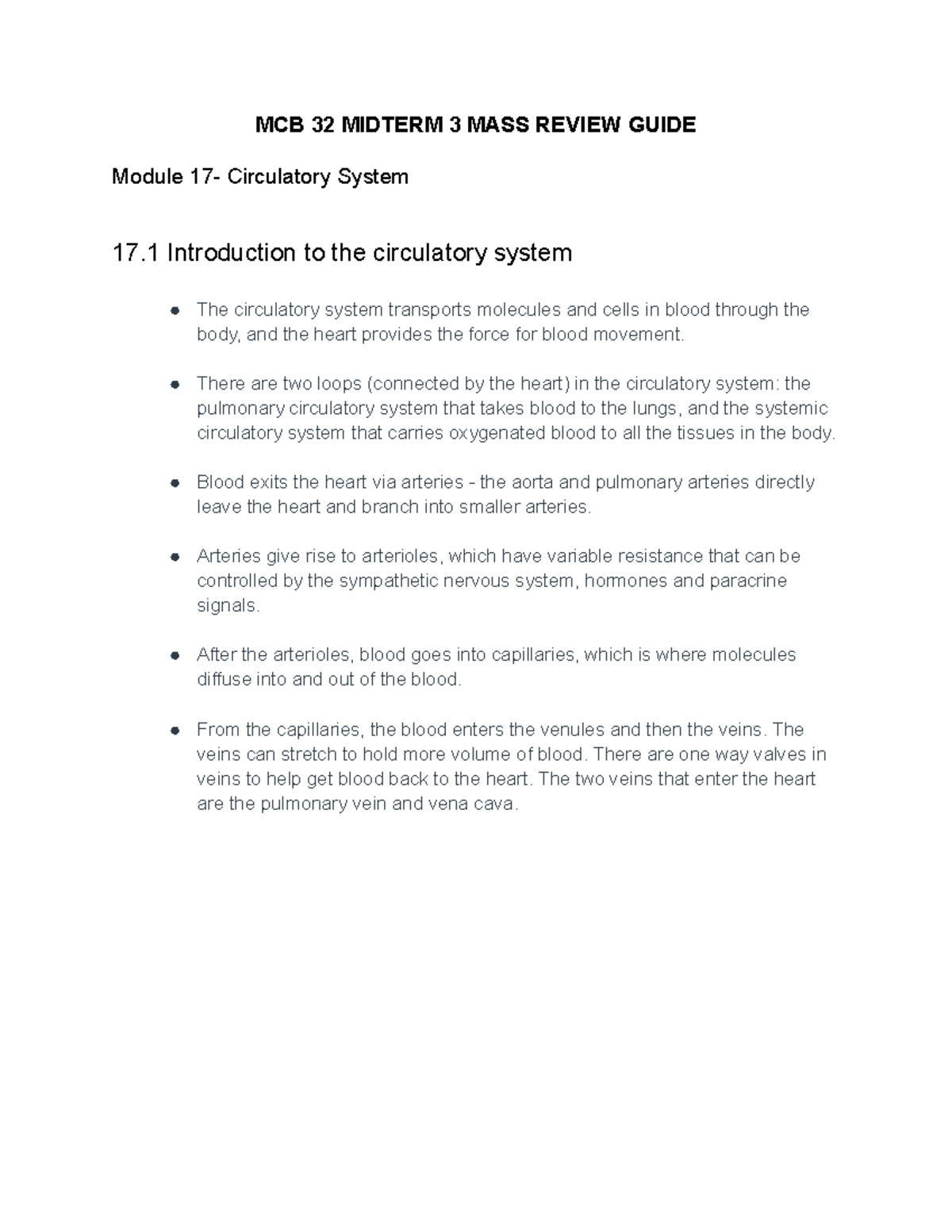 MCB 32 Midterm 3 MASS Review Guide - MCB 32 MIDTERM 3 MASS REVIEW GUIDE ...