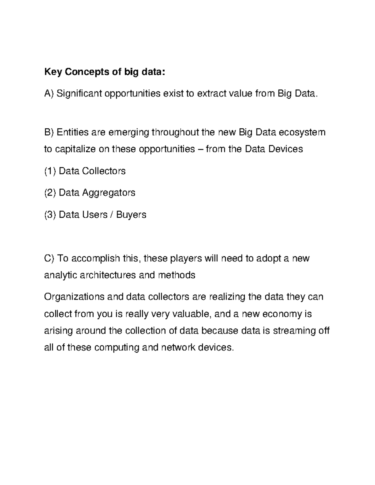 Key Concepts of big data - B) Entities are emerging throughout the new Big Data ecosystem to ...