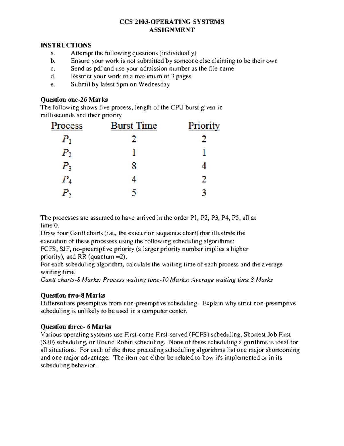 CCS 2103 Assignment - CCS 2103-OPERATING SYSTEMS ASSIGNMENT ...