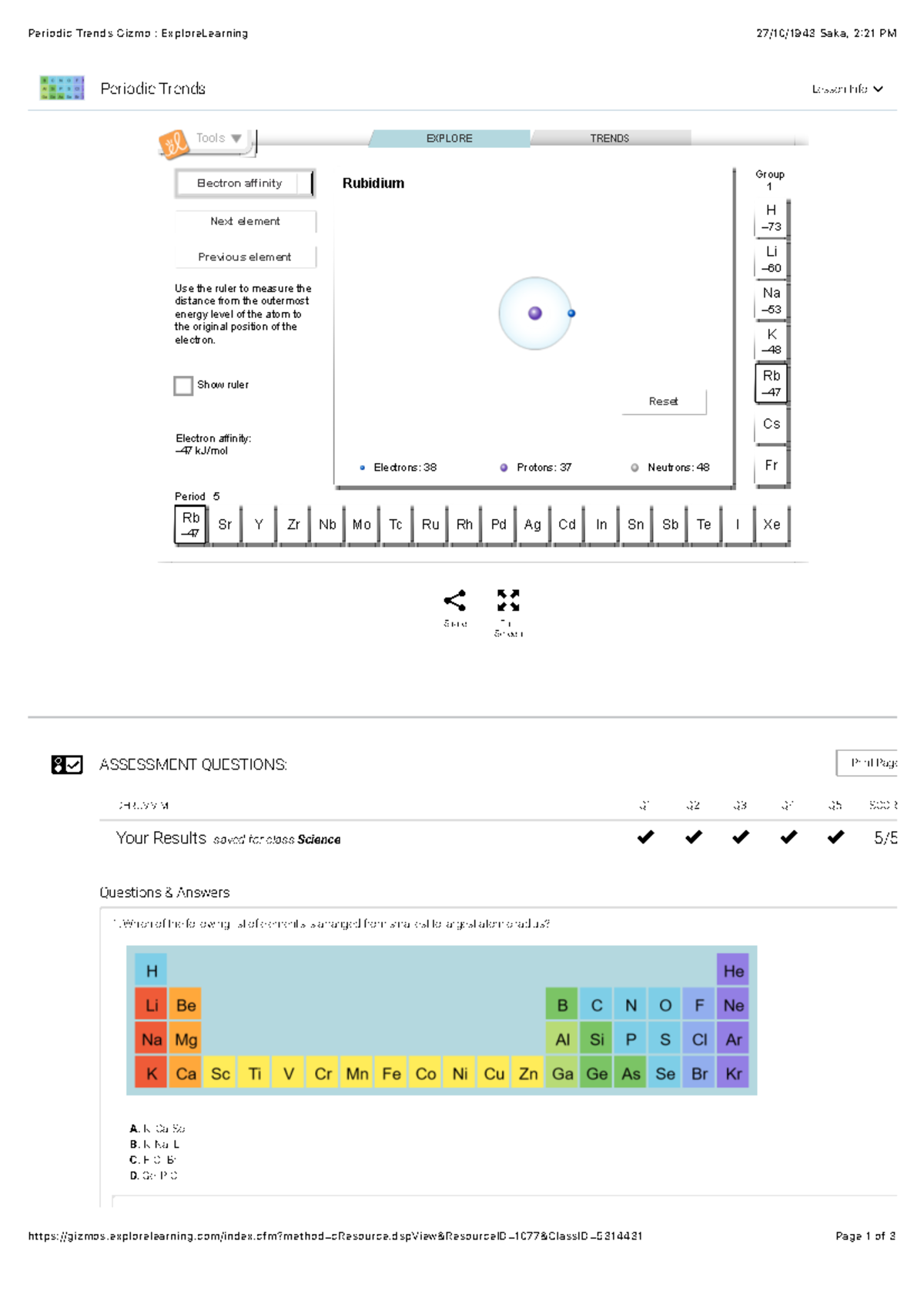 Periodic Trends Gizmo assessment - Periodic Trends Gizmo ...