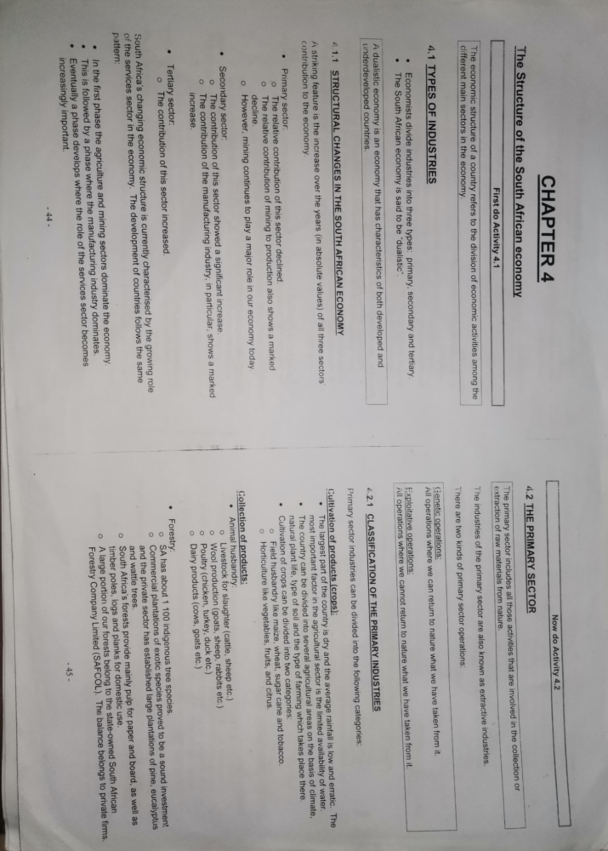 Chapter 4 Economic Structures - CHAPTER 4 Now do Activity 4 4 THE ...