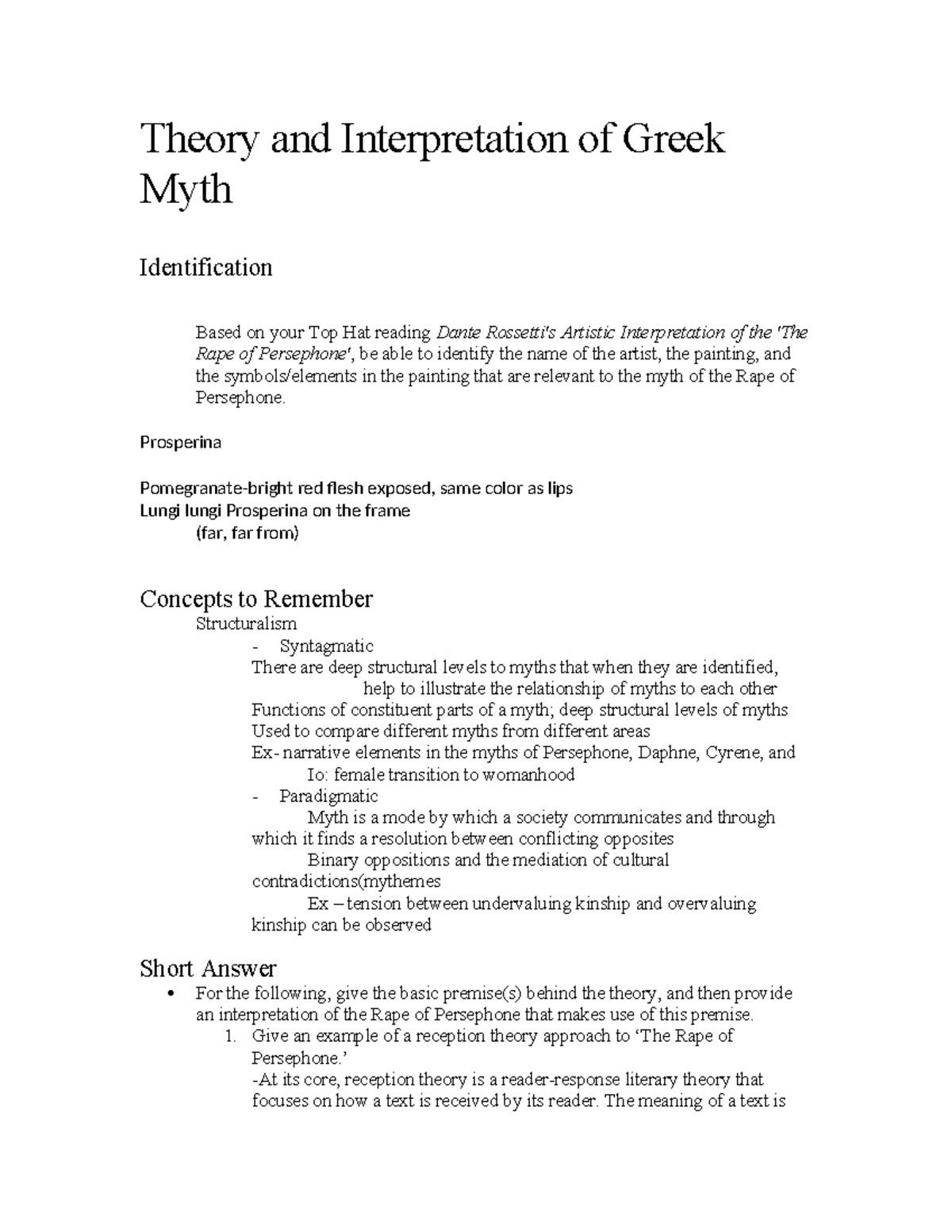 Theory and Interpretation of Greek Myth - Theory and Interpretation of ...