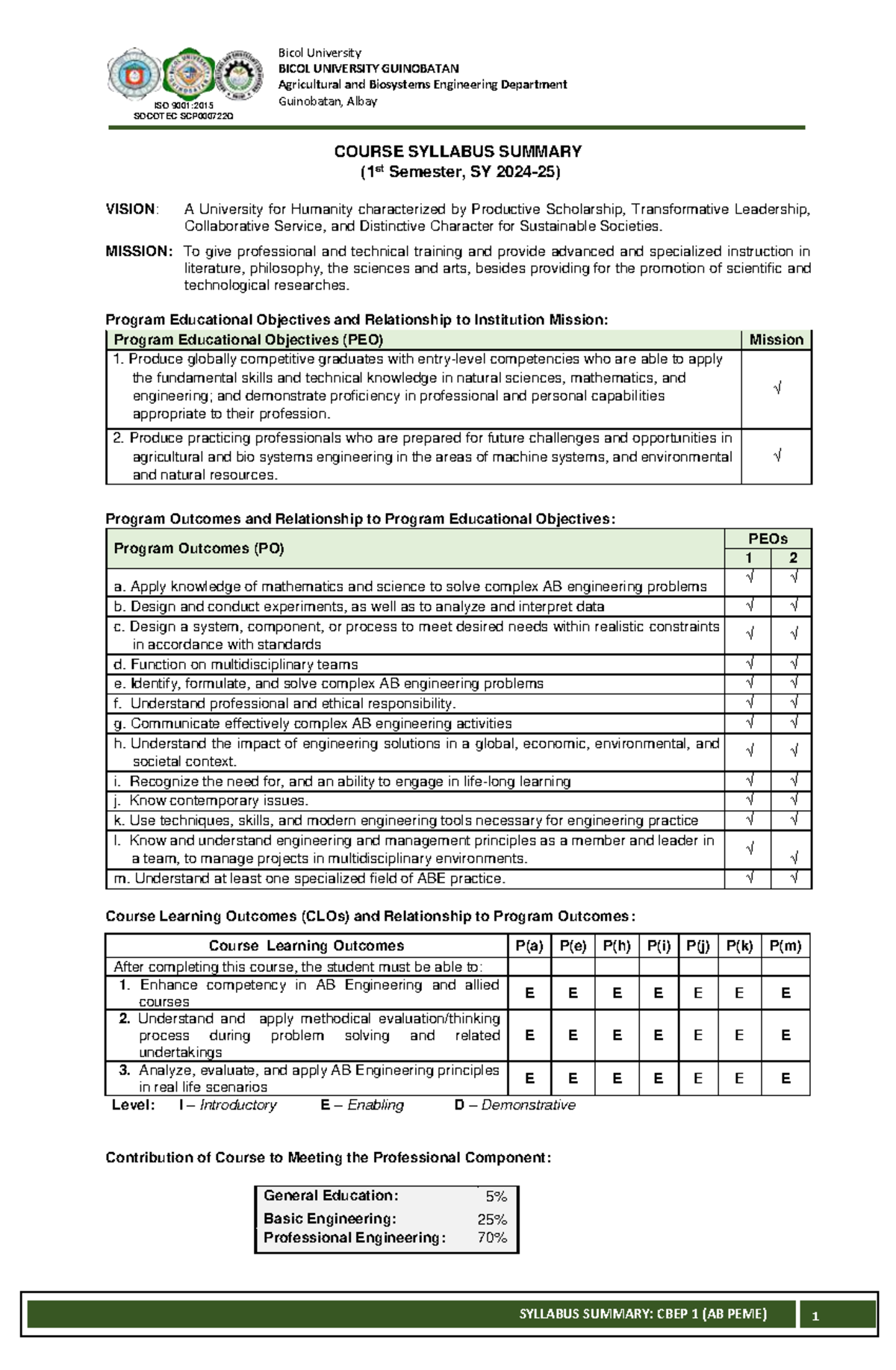 CBEP 1 AB PEME 2 - Summary Maths for Engineers Custom Book Source Book - ISO 9001: SOCOTEC - Studocu