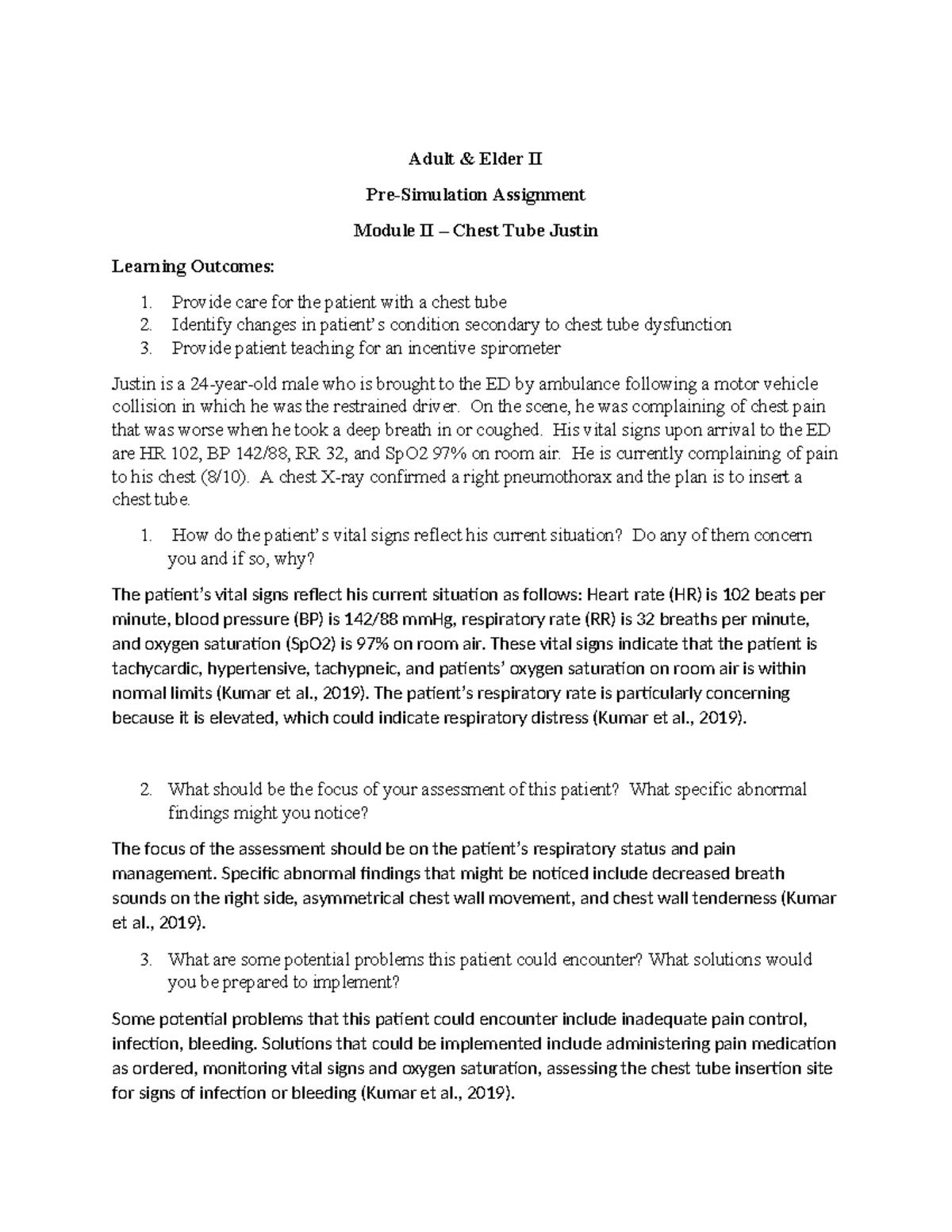 AE2 Module II Pre Sim - pre sim 2 assigment - Adult & Elder II Pre ...
