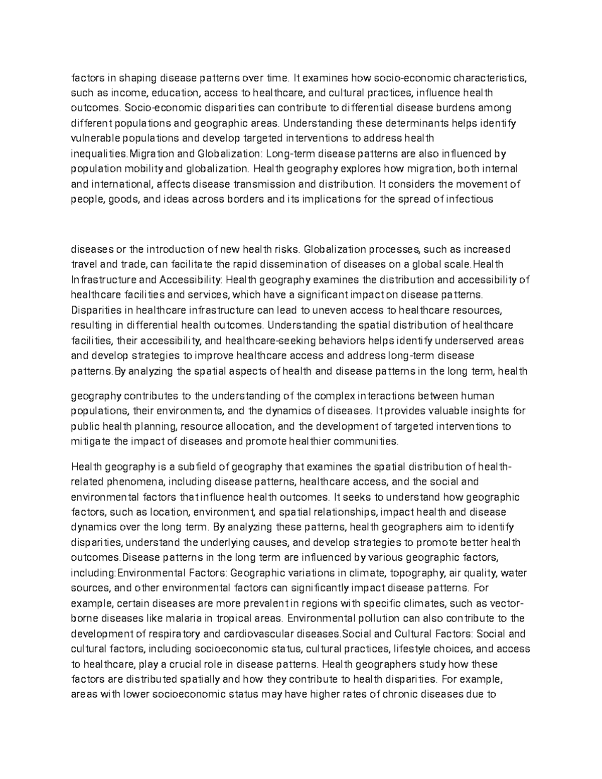 Human Geography-15 - Notes - factors in shaping disease patterns over ...