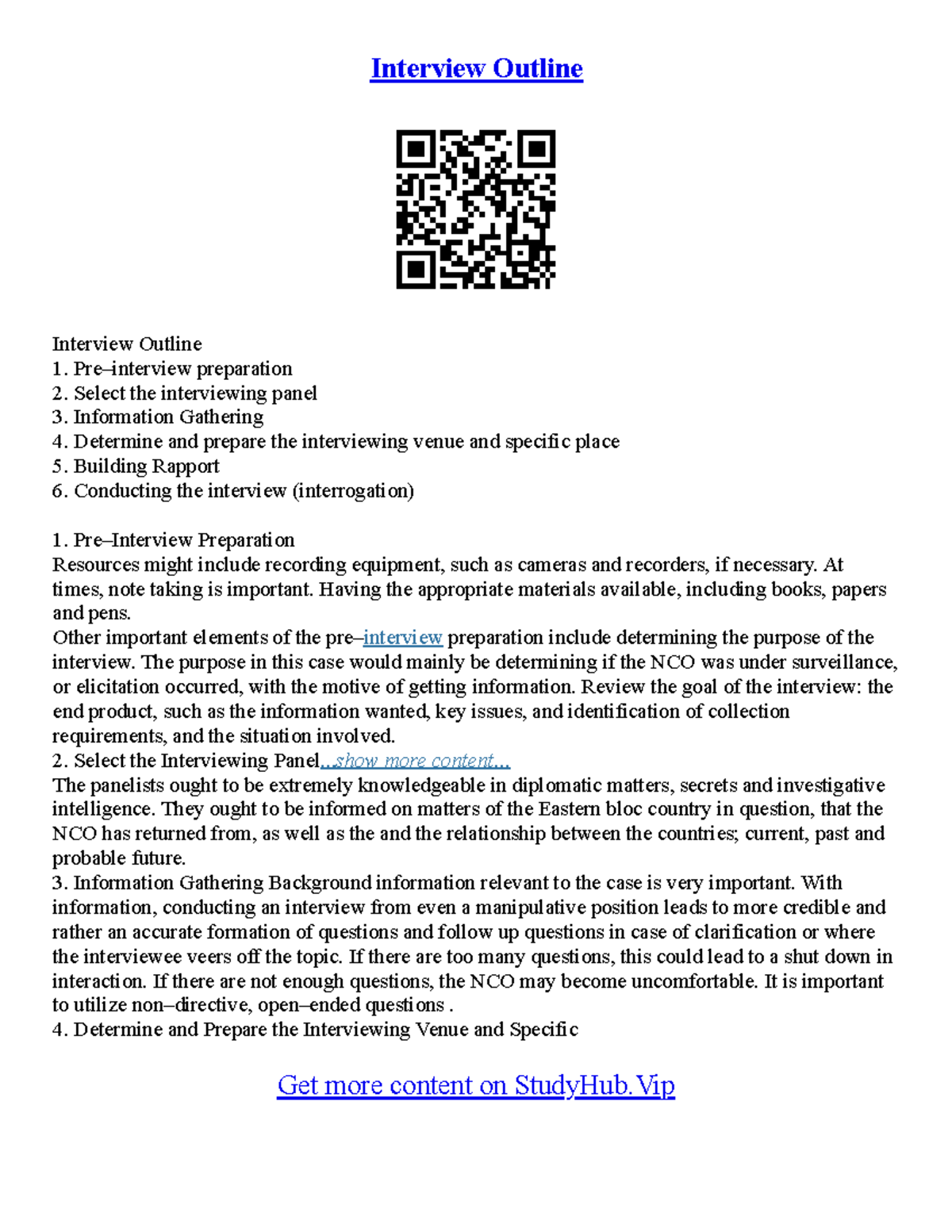 Interview Essay Outline - Interview Outline Interview Outline Pre ...