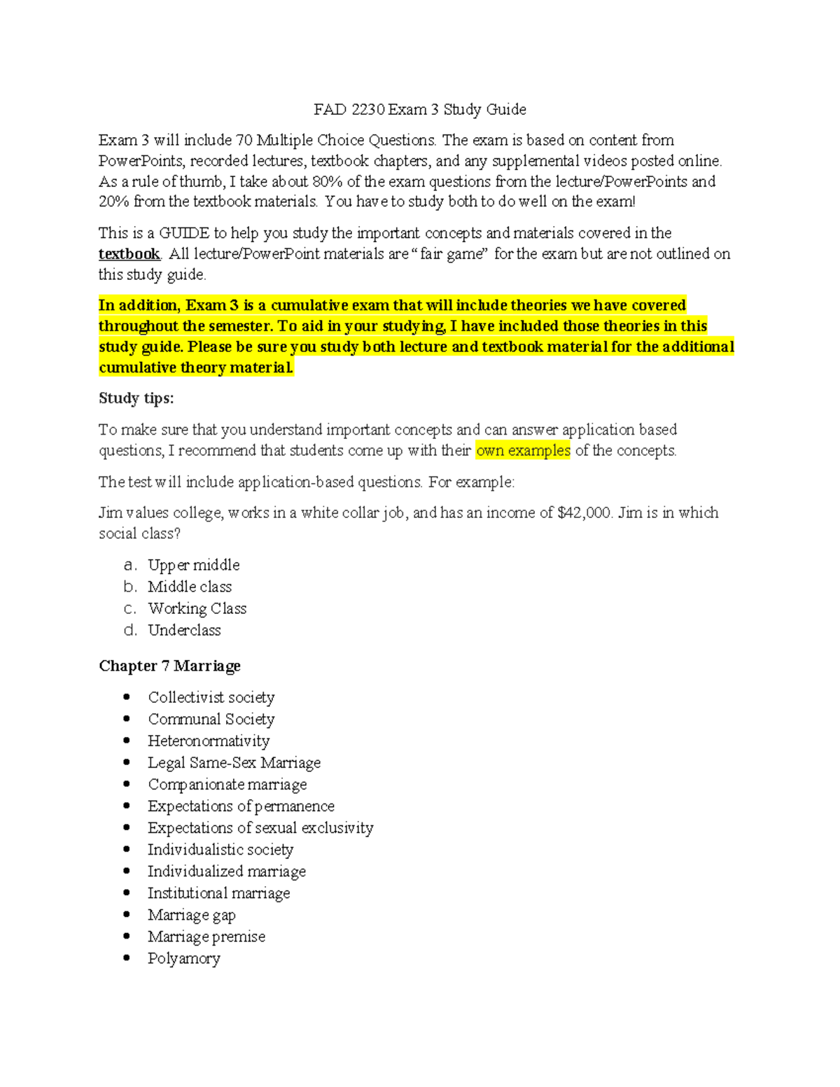 FAD 2230 Exam 3 Study Guide - FAD 2230 Exam 3 Study Guide Exam 3 will ...