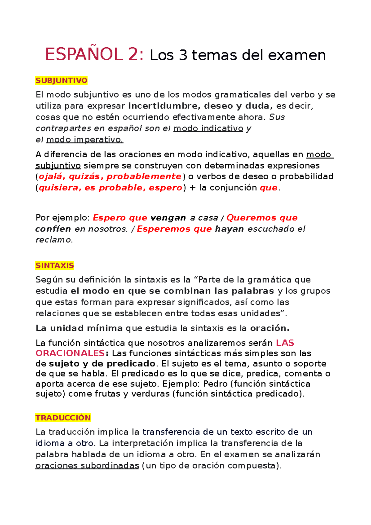 Riassunto spagnolo 2 - questi riassunti sono tutte lezioni dettagliate ...