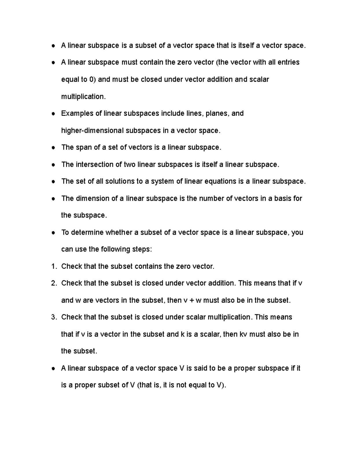 Linear Subspaces - A linear subspace is a subset of a vector space that is itself a vector space ...