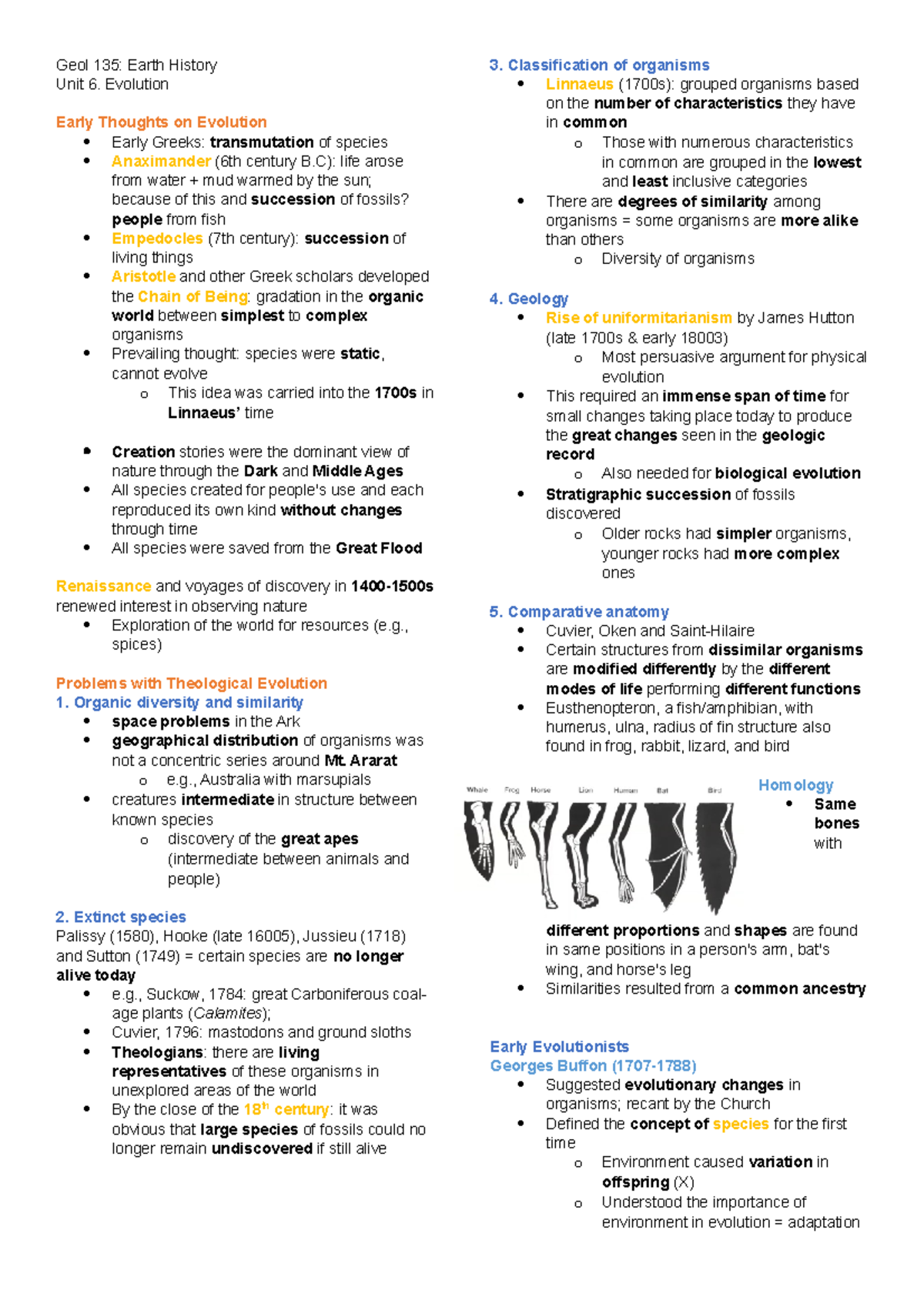 Evolution of Species - Geol 135: Earth History Unit 6. Evolution Early ...